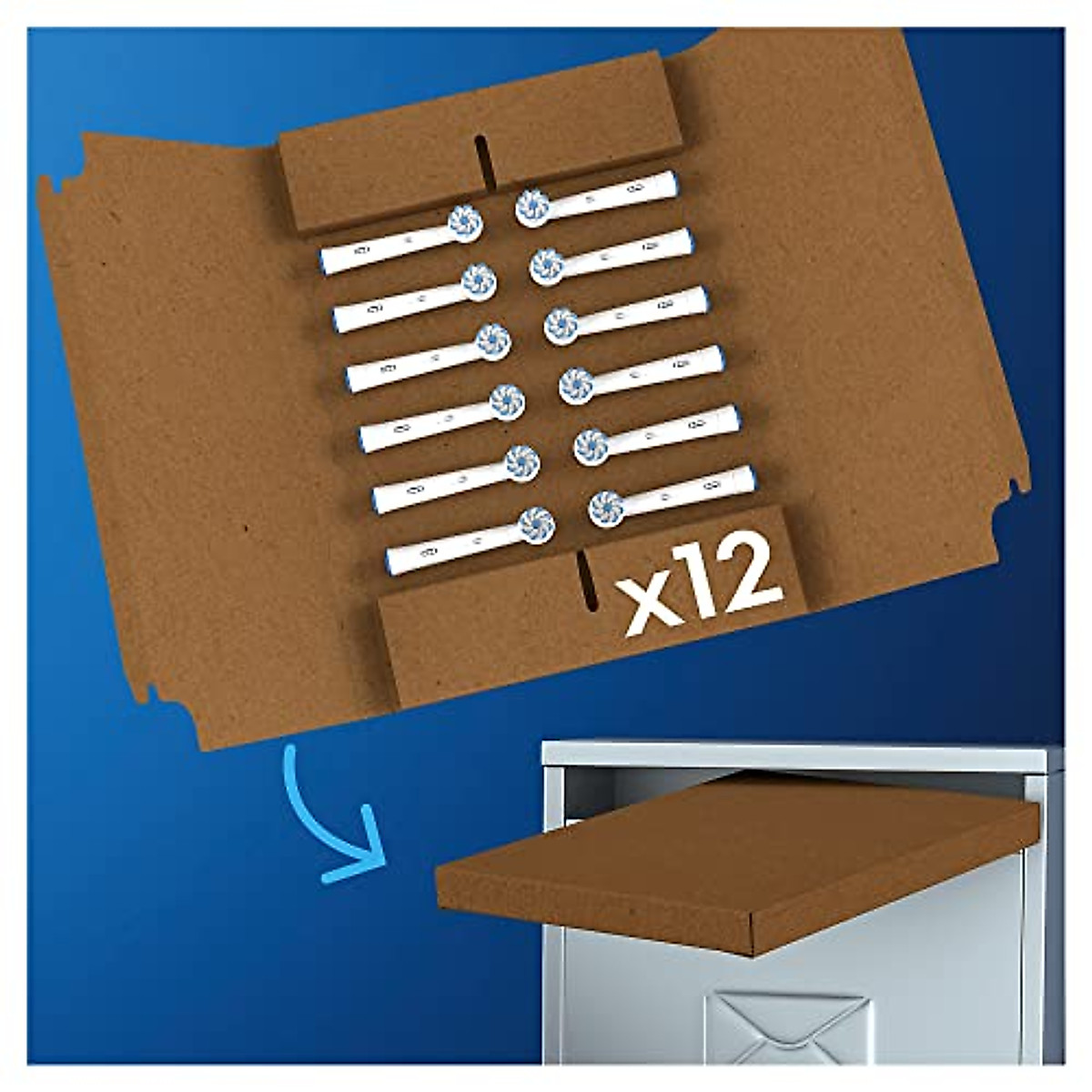 Oral-B Sensitive Clean Electric Toothbrush Head with Clean & Care Technology, Extra Soft Bristles for Gentle Plaque Removal, Pack of 12, Suitable for Mailbox, White