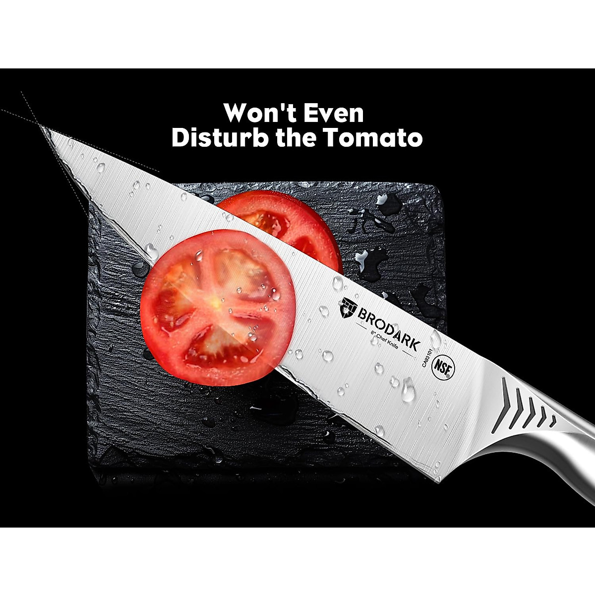 BRODARK Knife Set with Block, 15 Pieces Knife Block Set with Built-in Sharpener, One-Piece Stainless Steel Kitchen Knife Set, Razor Sharp Chef Knife Set, Shark Series