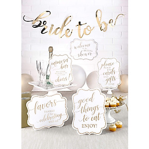 Lillian Rose White Gold Bridal Shower Signs and Bunting, 18"