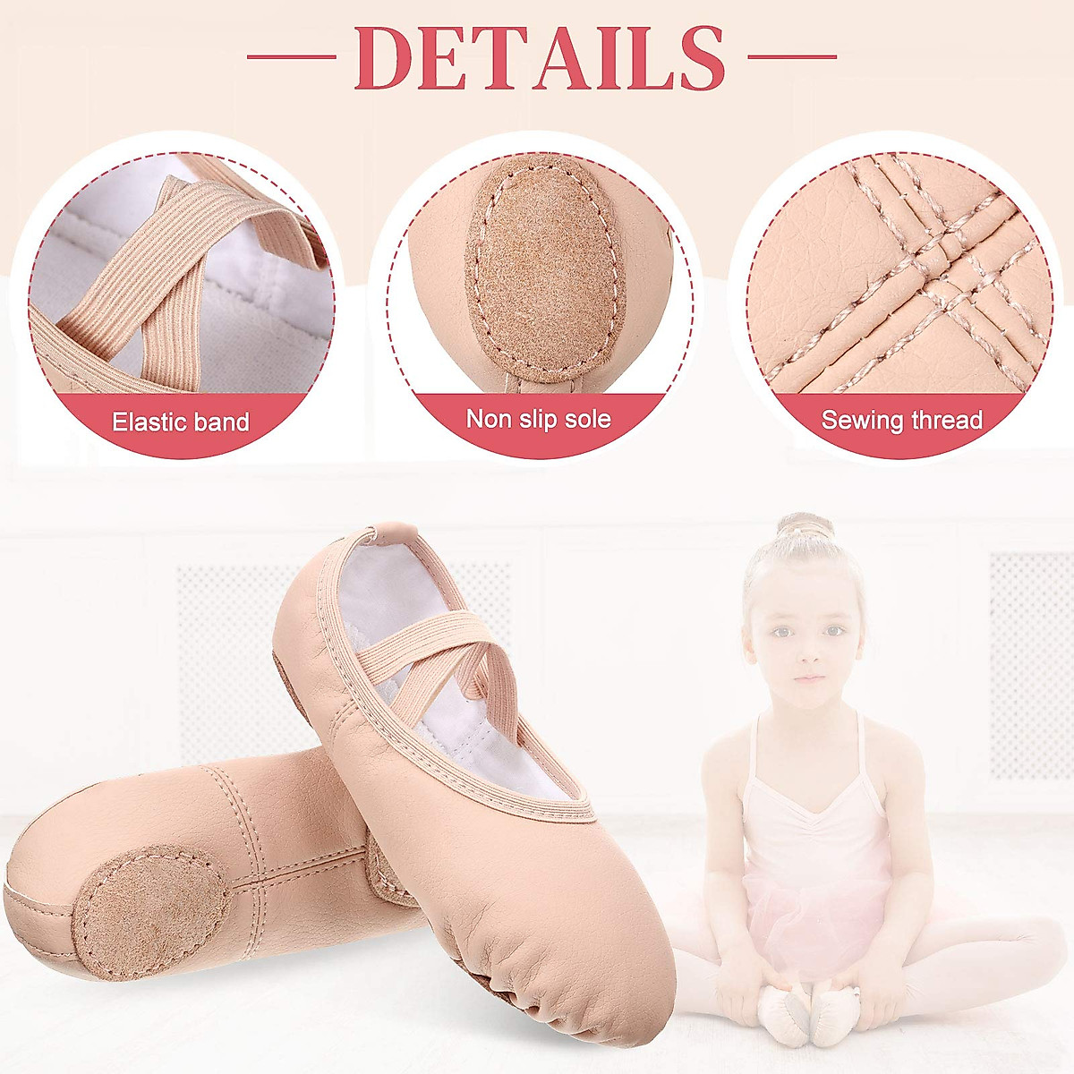 SATINIOR 3 Pairs Ballet Shoes for Practice Shoes Yoga Shoes 3 Colors Ballet Slippers Flats for Dancing(13 Little Kid)