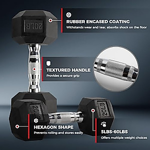 RITFIT 300/350/450/220 LB Rubber Hex Dumbbells Set with Optional Dumbbell Rack, Multi Weight Set to Choose, Ideal for Home Gym and Fitness (300LBS Set with Rack)