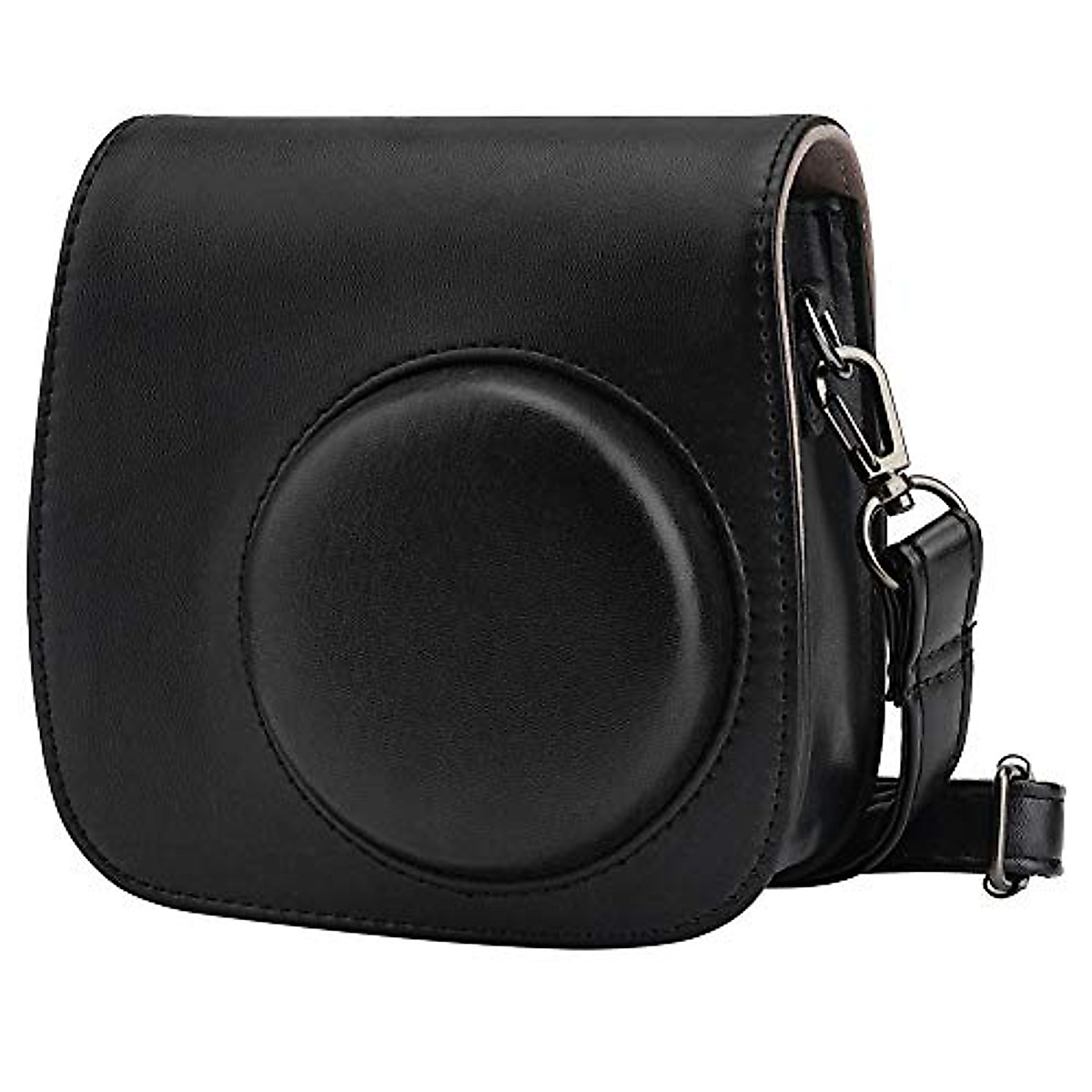 Blummy PU Leather Camera Case Compatible with Fujifilm Instax Mini 11/ Mini 9/ Mini 8 Instant Camera with Adjustable Strap and Pocket (Black)