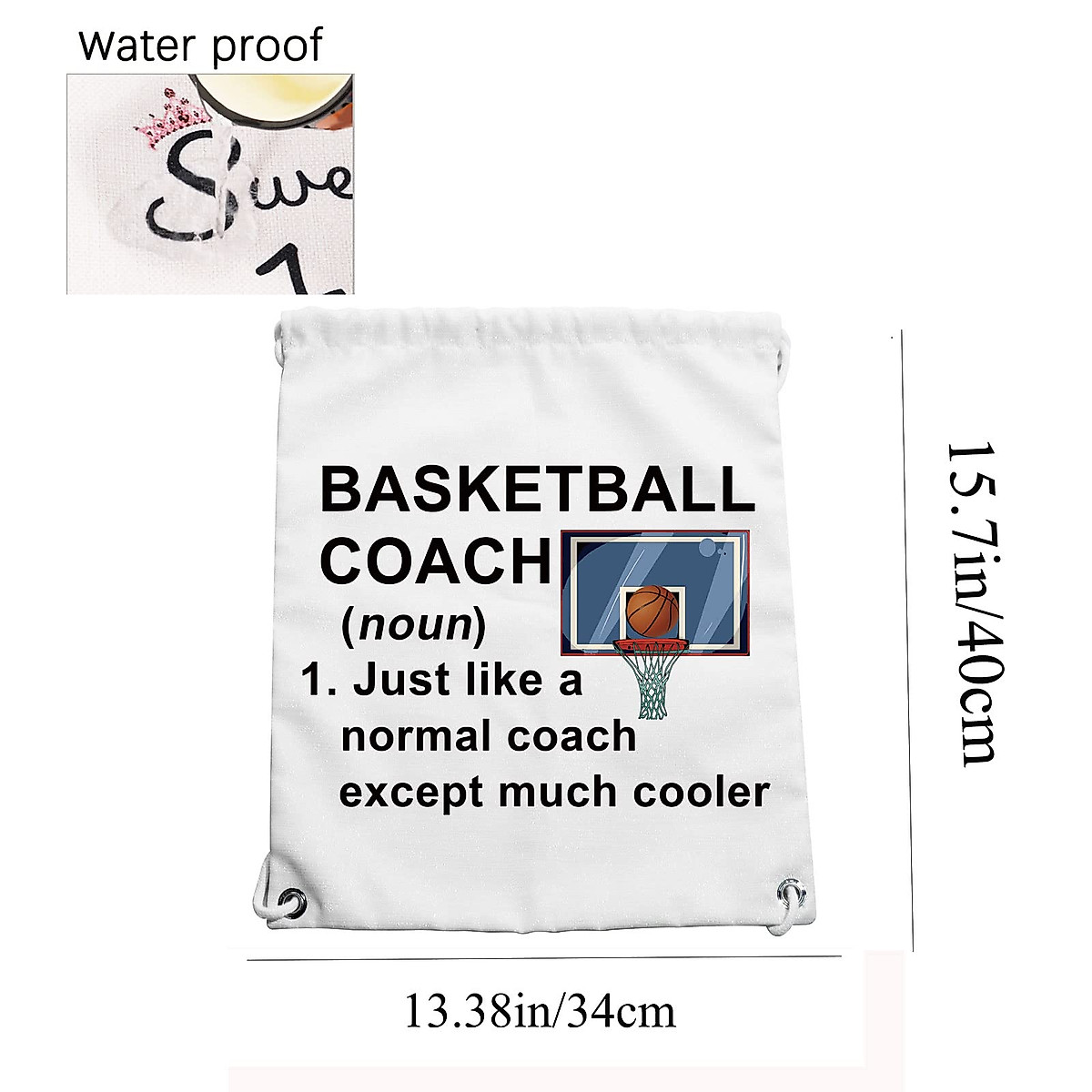 CMNIM Basketball Coach Gifts Funny Basketball Coach Definition Small Drawstring Bag Gifts for Basketball Coaches from Team (Basketball Coach Drawstring Bag)