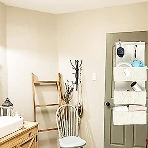 TrySquare Over The Door Organizer Boho Hanging Shelves with 3 Large Pockets and 2 Small Pockets for Living Room, Nursery,Bathroom,Bedroom