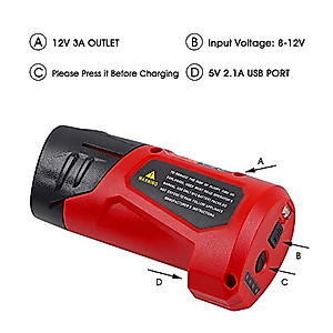 DSANKE USB Power Source for Milwaukee M12 48-59-1201 49-24-2310 USB Charging Adapter 10.8V/12V Heated Jacket Power Source Li-ion Battery Power Source
