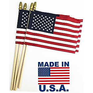 GIFTEXPRESS 12-Pack, Proudly MADE IN U.S.A. 8x12 Inch Spearhead Handheld American Stick Flags/Grave marker American Flags/USA Stick Flag (12)