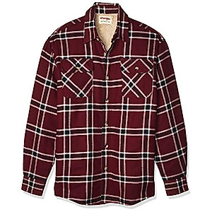 Wrangler Authentics Men's Long Sleeve Sherpa Lined Shirt Jacket, Tawny Port, X-Large