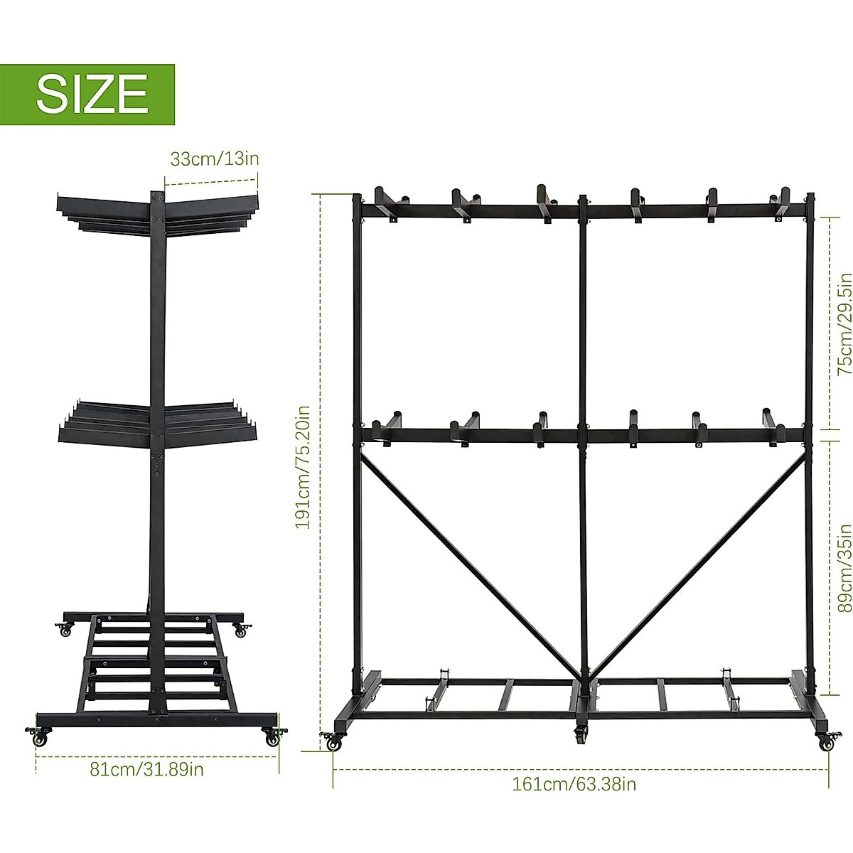 Graplans Folding Chair Storage Rack Cart Dolly, 2-Tier Heavy-Duty Steel for 84 Stackable Chairs, 800Lbs Capacity, Locking Wheels – Perfect for Folding Chairs