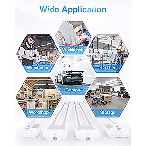 Ensenior 4 Pack Linkable Led Shop Light 4ft for Garage, 4400 High Lumens, 36W Equivalent 280W, 5000K Daylight, 48 Inch Utility Shop led Lights, Surface or Hanging Mount Fixtures, White, ETL Certified