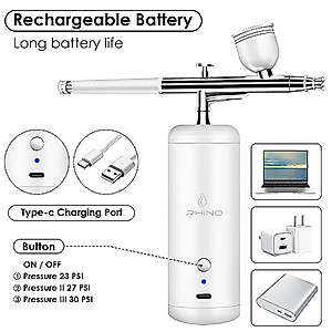 Rhinowisdom Airbrush Kit - Airbrush for Nails Cordless Air Brush Kit with Compressor, Nail Airbrush Machine for Makeup Painting Cake Decor Barbers