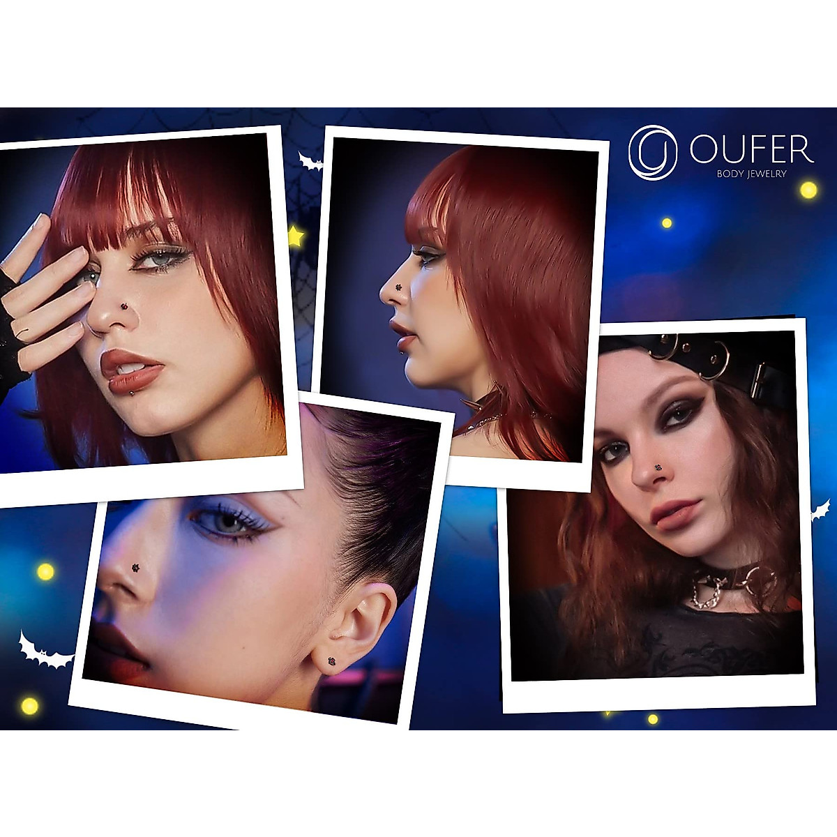 OUFER 20G Nose Ring Studs, 316L Stainless Steel L-Shaped Nose Rings, Spider L Bend Nose Screws, Nose Piercing Jewelry For Women Men