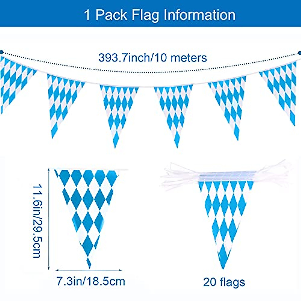 DmHirmg Decorations for Oktoberfest, 66 Feet Pennants Banners and TableCover for Oktoberfest,Flag Banner for Oktoberfest , Garland for Oktoberfest Bavarian German Party (2 Pack Flag+1 TableCover)