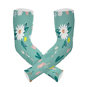 JUNZAN Gardening Arm Sleeves Sun Protection Cooling Sleeves for Women with Thumb Hole Garden Flower Plants Botanical Green Pattern