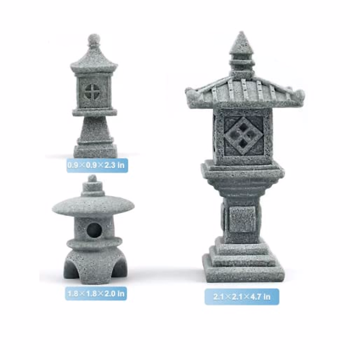 3 PCS Miniature Figurines Stone Pagoda Lantern Garden Statues Tiny Home Kit Meditation Accessories for Zen Garden Home Decor Yard Decorations Outdoor Statues Asian Garden Decor Japanese Gifts (2)