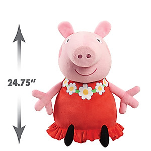Peppa Pig 24.75-inch Jumbo Plushie Stuffed Animal, Soft Non-Removable Red Dress with Flower Embroidered Details, Kids Toys for Ages 3 Up by Just Play