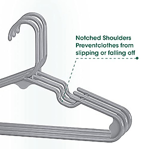 Minnebaby Plastic Baby Hangers 60 Pack, Ultra Thin No Slip Infant Nursery Clothes Hangers with 6 Pcs Cute Clothing Dividers for Boys & Girls Closet Organizer, Gray Kids Hangers