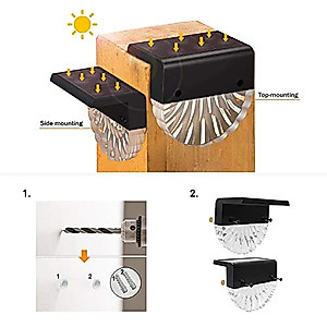 CIYOYO Solar Deck Lights Outdoor - 8 Pack Solar Step Light Waterproof Solar Fence Lights for Patio Stairs Post Pathway Porch Driveway Garden Decor, Warm White/LED Color Glow