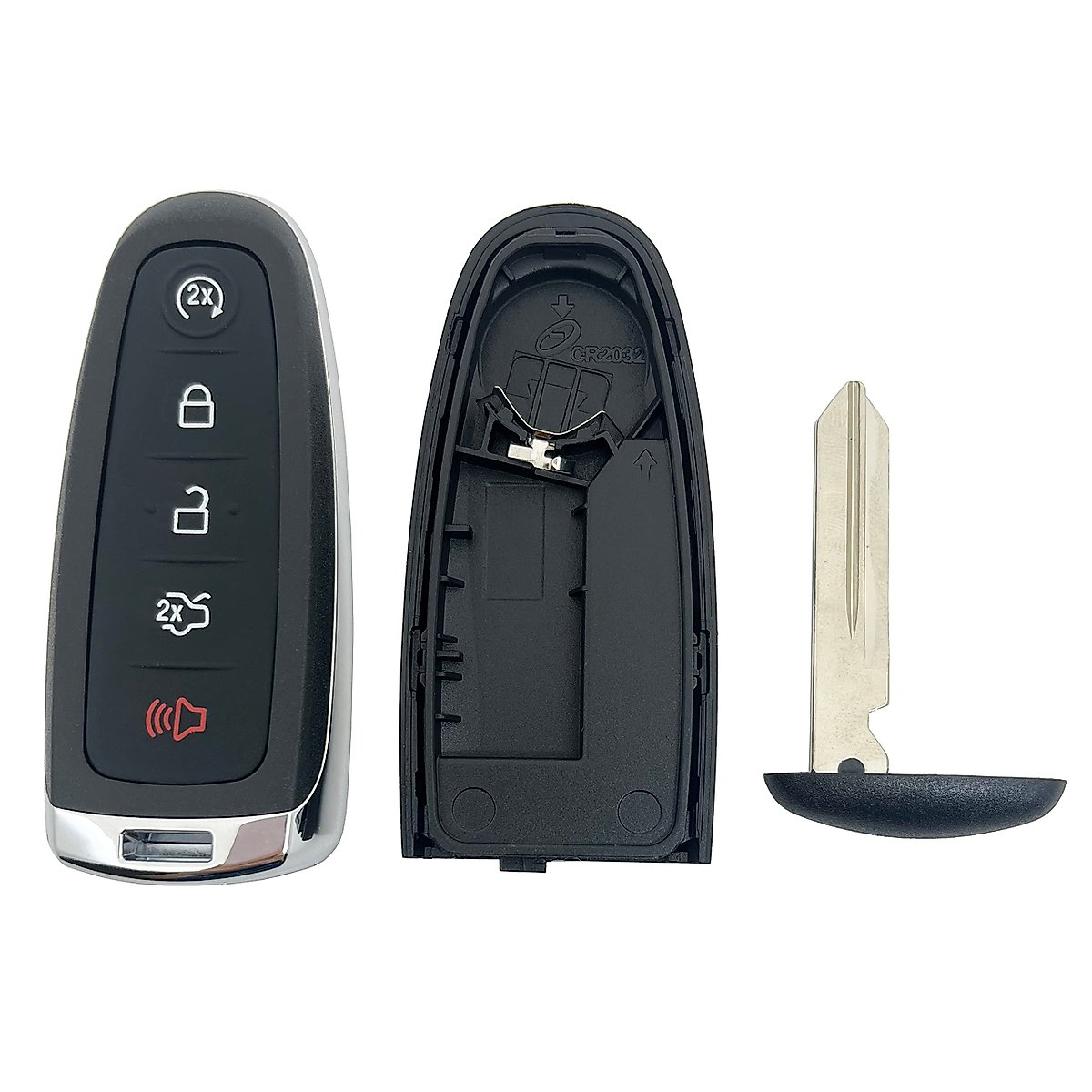 Replacement Key Fob Case Shell Fit for Ford Edge Escape Explorer Focus Flex Taurus Fusion Keyless Entry Smart Remote Key Fob Cover Casing with Uncut Blade Blank (Black)