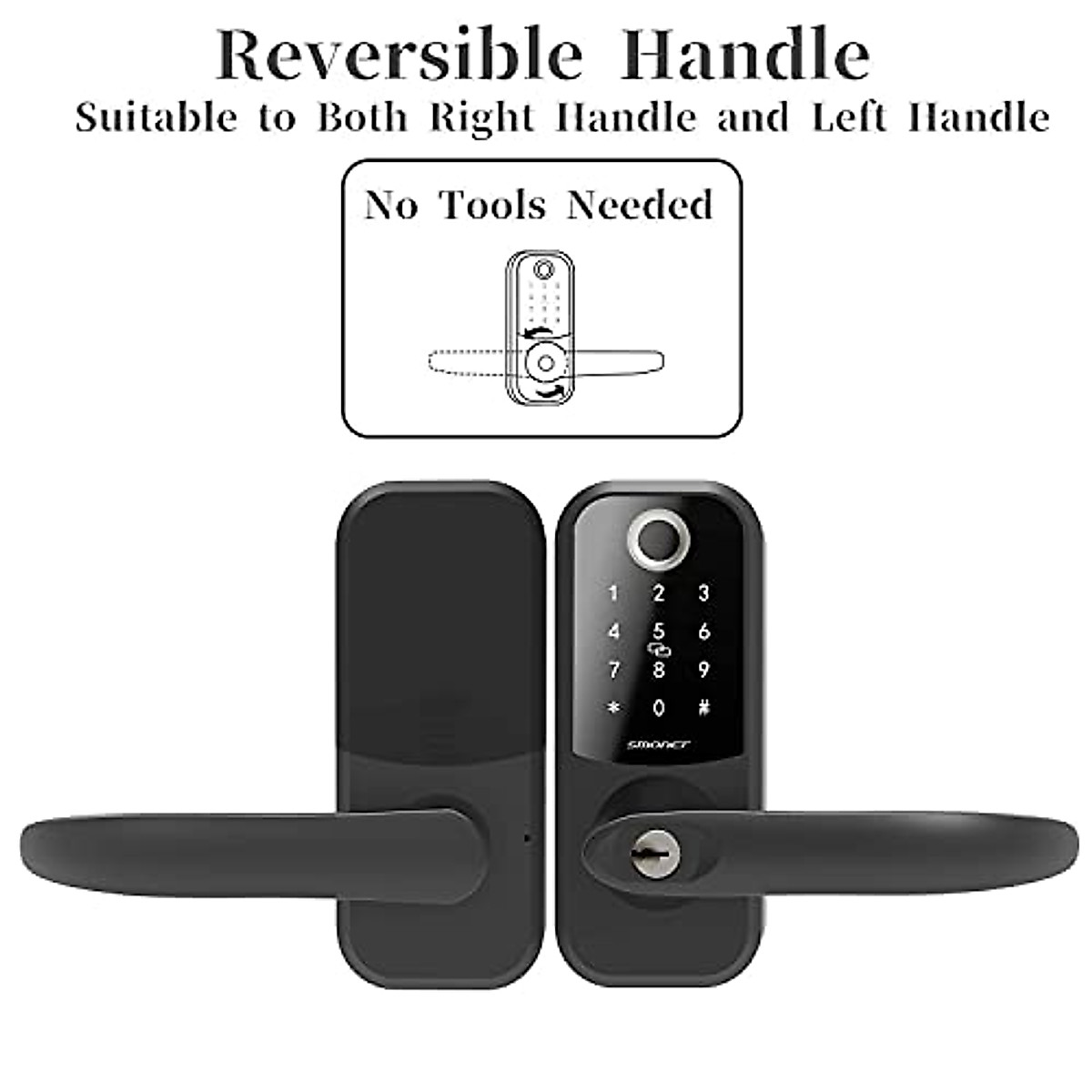 Keyless Entry Door Lock, SMONET Fingerprint Door Lock with Handle,Smart Locks for Front Door