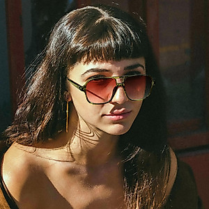 FEISEDY Retro Square Pilot Sunglasses Women Men 70s Vintage Trendy Plastic Frame Sun Glasses B4158