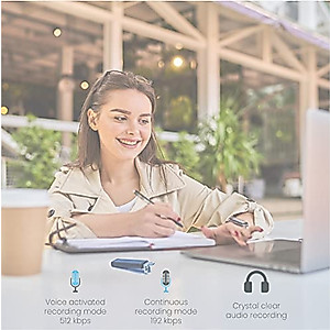 Mini Voice Activated Recorder, Lightweight Aluminium Case, 26 Hours Recording Battery Time, for Lectures, Meetings, Classes and More - by aTTo Digital