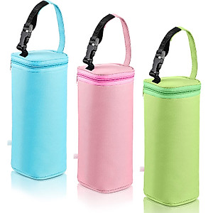 3 Pack Insulated Baby Bottle Bags Breastmilk Cooler Bag Portable Travel Baby Bottle Bag Thermal Insulated Bottle Bag Daycare Baby Bottle Holder Tote for Newborn Toddler Green Blue Pink