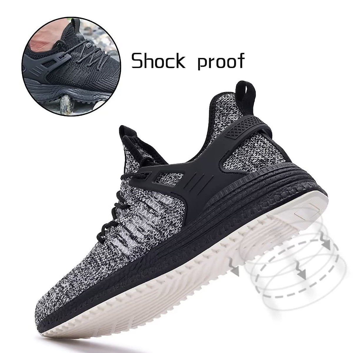 SDolphin Running Workout Shoes for Men - Gym Athletic Training Sports Exercise Memory Foam Sneakers MIX GREY Size 14