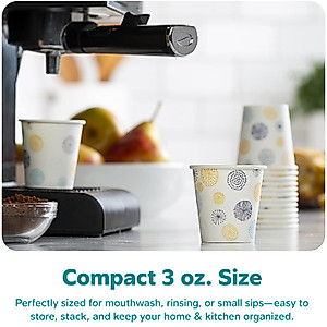[300 Count] 3 oz. Small Paper Cups, Disposable Mini Bathroom Mouthwash Cups - Floral