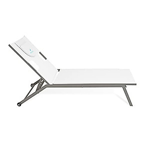 Ostrich Chatham 2 Pieces Patio Chaise Lounges, Patio Lounge Chairs,Facedown Tanning Chair, Patio Chairs, 5-Position Recliner Adjustable Sunbathing Lounge Chair for Patio,Yard, Pool, White & Tan
