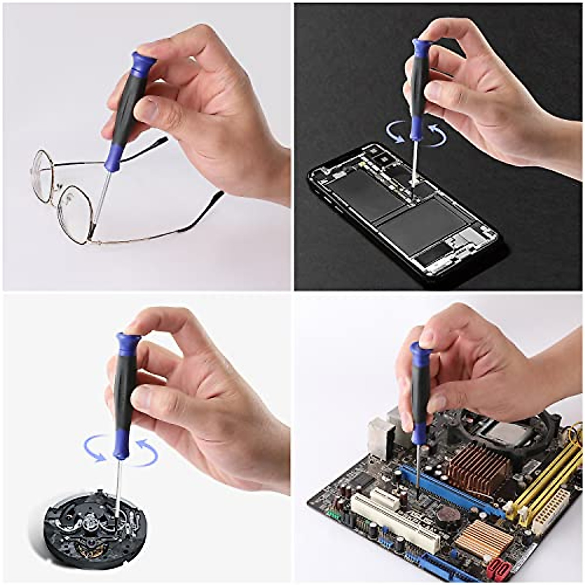 WORKPRO 10-Piece Precision Screwdriver Set with Pouch, Phillips, Slotted, Torx Star, Magnetic Screwdriver Repair Tool Kit, Non-Slip Grip, for Eyeglass, Watch, Computer, Laptop, Phone