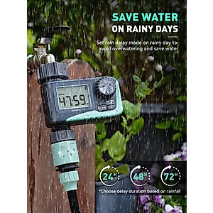 RAINPOINT Sprinkler Timer, Programmable Water Timer for Garden Hose, Outdoor Hose Timer with Rain Delay/Manual Watering System, Digital Irrigation Timer System for Yard, Lawns, 1 Outlet
