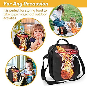 PAUSEBOLL Basketball Lunch Bag for Boys, Insulated Lunch Bag for Adult Teens Girls, Reusable Portable Lunch Box Cooler Tote Waterproof Lunch Container for School Office Picnic