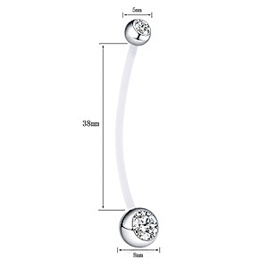 Lenacou 14G Pregnancy Belly Button Rings Clear Long Flexible Bioplast Sport Maternity Navel Retainer CZ Balls Body Piercing 38mm