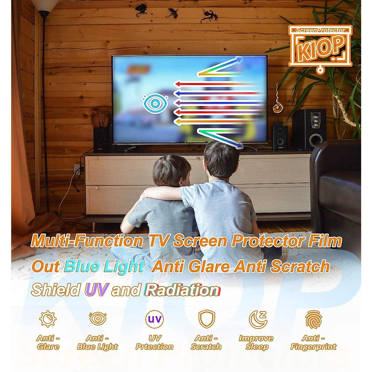 KIOP 65 Inches Out Blue Light and Shield UV Film Matte TV Screen Protector Multi-Function Anti Glare for Samsung,Insignia,VIZIO,TCL,Sony,65" L31.65*W56.25