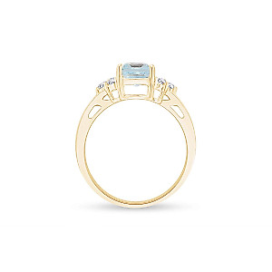 Jewel Zone US Simulated Blue Aquamarine & White Topaz CZ Fashion Ring in 14k Gold Over Sterling Silver (1.67 Cttw)