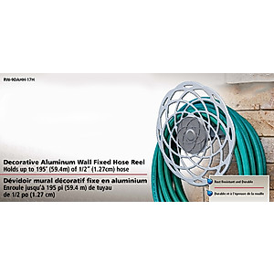 RAINWAVE Aluminum Non-Rust Wall Fixed Hose Reel, Gray (RW-DAHH-17H)