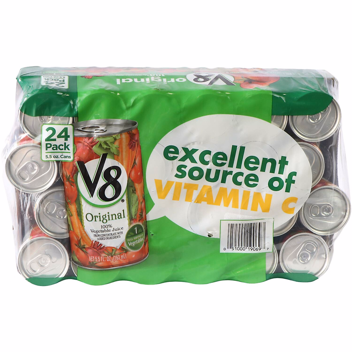 V8 Original 100% Vegetable Juice, Vegetable Blend with Tomato Juice, 5.5 FL OZ Can (Pack of 24)