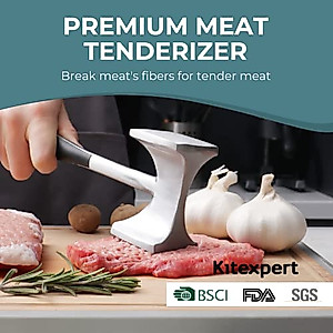KITEXPERT Meat Tenderizer Hammer with Comfortable-Grip Handle, Dual-side Meat Mallet for Kitchen, Heavy Duty Meat Pounder Hammer For Tenderizing Steak, Beef and Fish
