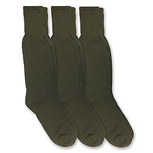 Jefferies Socks Military Combat Uniform Rib Crew Boot Socks 3 Pair Pack (Sock: 9-11/Shoe: 5-8, Olive Green)