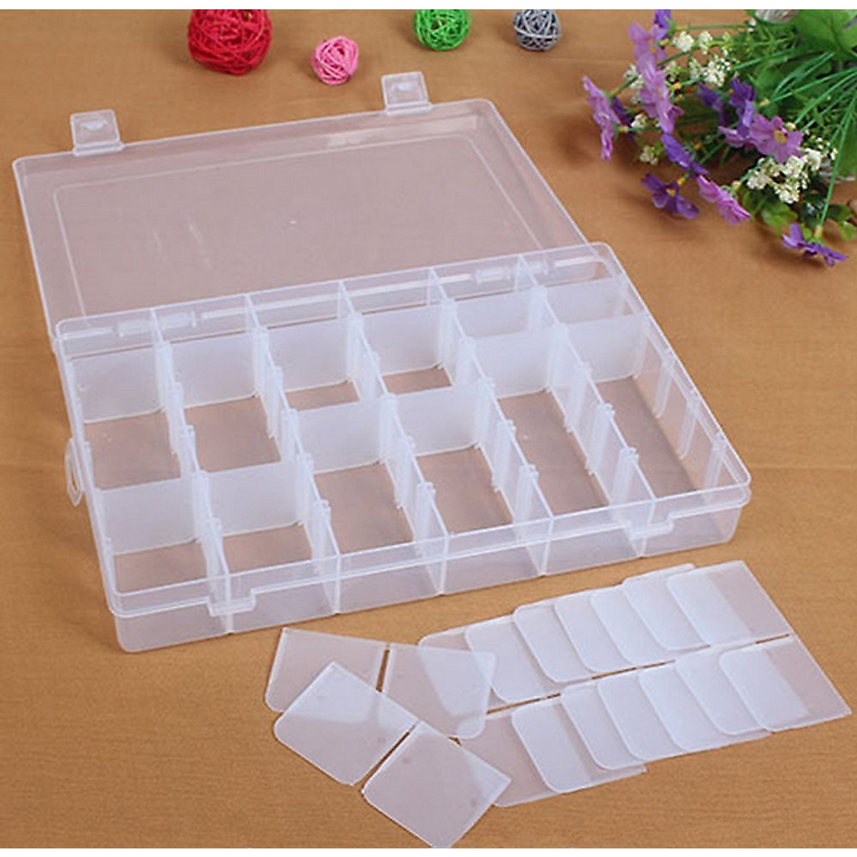 Adjustable 36 Compartment Slot Clear Plastic Storage Craft Box Organizer Container Case Tool for Jewellery Hair and Make Up Comestic Accessories