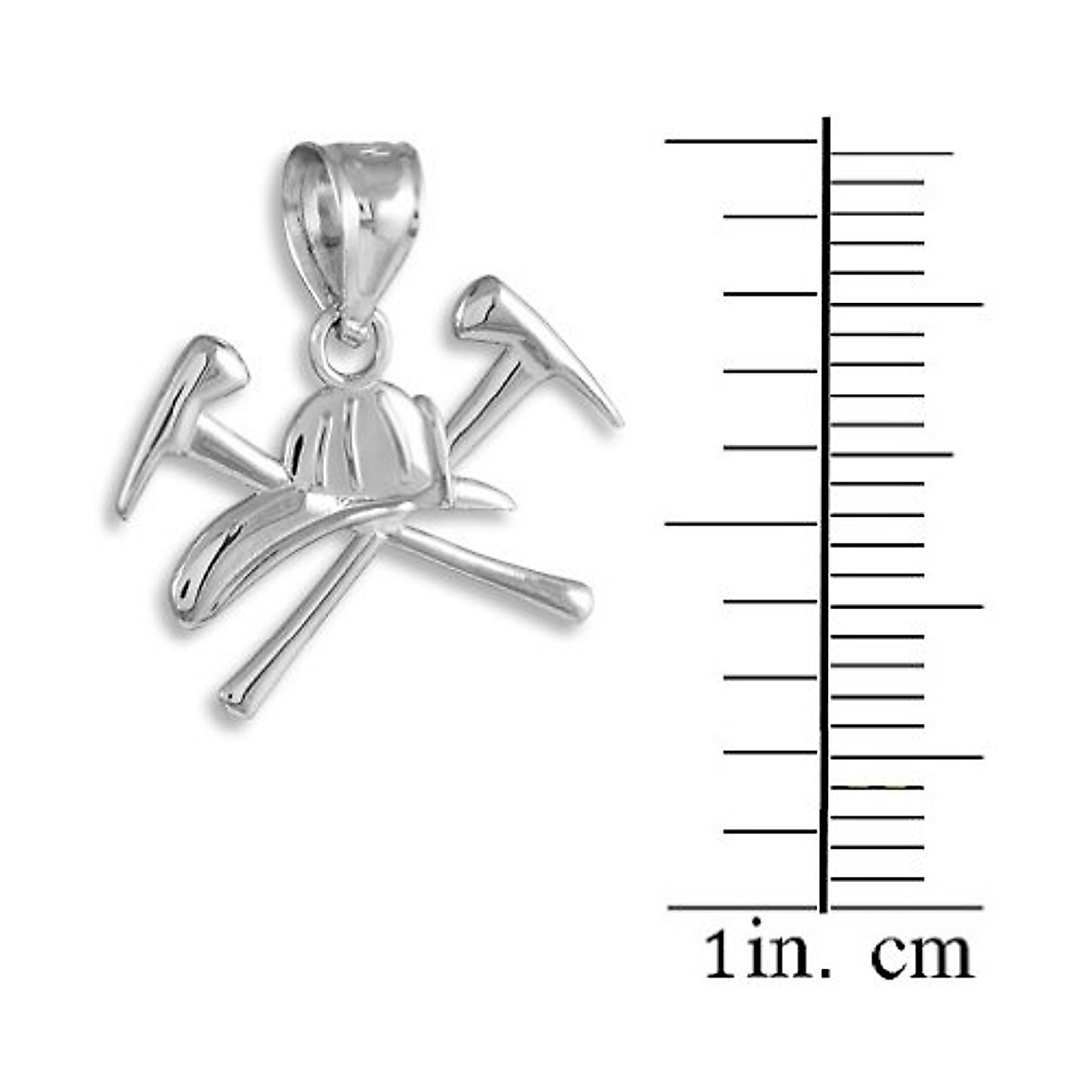 Fine .925 Sterling Silver Firefighter Axes & Helmet Charm Fire Department Pendant