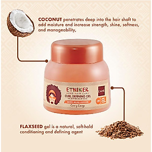 ETNIKER Curl Defining Gel | Afro-textured, Curly & Wavy hair | Control, Sculpting & Definition | Coconut & Flaxseed | NO alcohol, NO parabens, NO residue | by L’MAR | Size: 10.5 oz (300g)