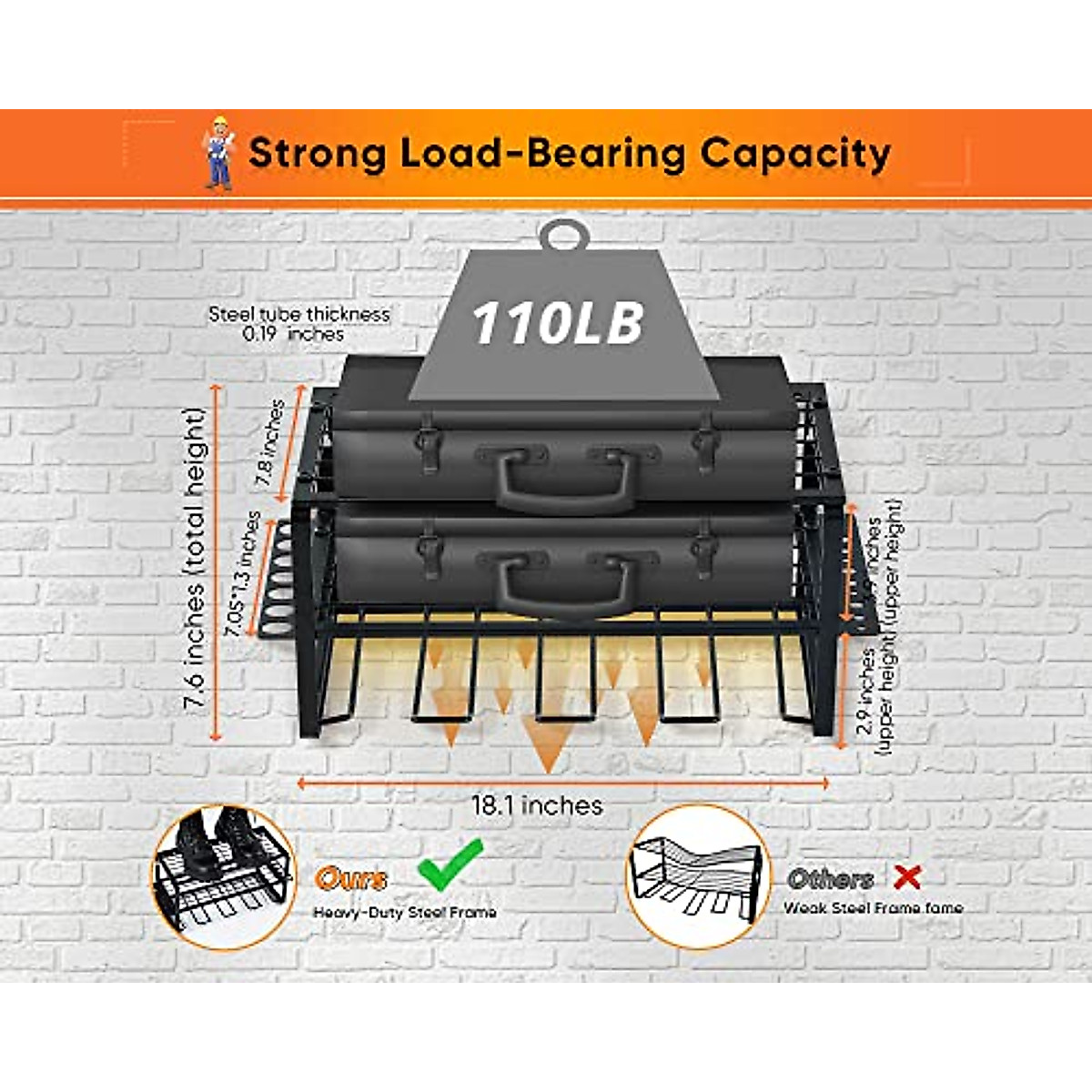 Power Tool Organizer, Garage Storage Wall Mount with 2 Pc Shelves/Heavy Duty Garage Organizers/Utility Rack for Screwdriver Pegboard Shed Workshop Cordless Drill Holder/Dad & Husband Garage Gifts