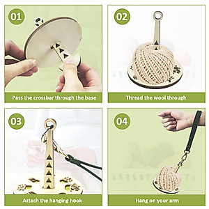 WOODOUNAI Portable Yarn Holder with Wrist Strap - Ultimate Yarn Organizer with Wrist Strap & Wooden Stand - Prevents Tangling for Effortless Crocheting and Knitting On-The-Go (Green)