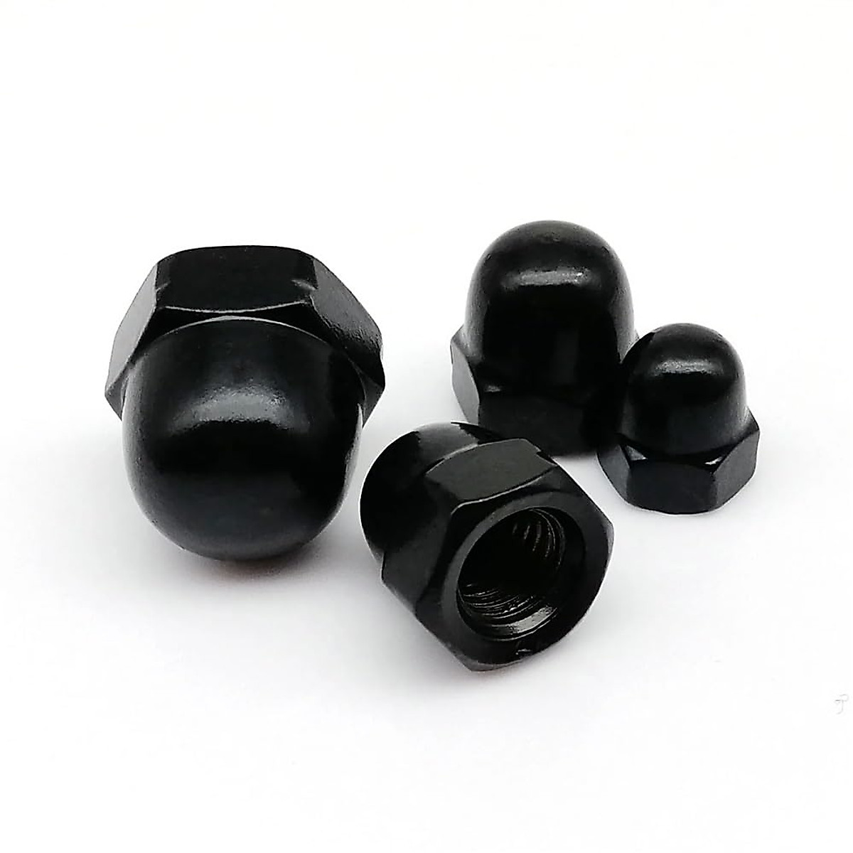 RWRAPS 1/5/10pcs M3 M4 M5 M6 M8 M10 M12 304 Stainless Steel Surface Black Hex Acorn Cap Decorative Cover Semicircle Dome Nut (Size : 10pcs M3)
