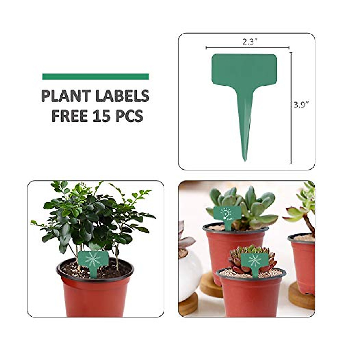 GROWNEER 120 Packs 4 Inches Plastic Plant Nursery Pots with 15 Pcs Plant Labels, Seed Starting Pot Flower Plant Container for Succulents, Seedlings, Cuttings, Transplanting