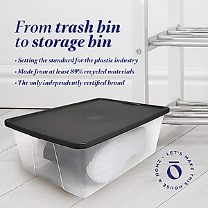 HOMZ 8-Pack Snaplock, Small Clear Plastic Storage Bins with Lids, 12 Quart, Gray