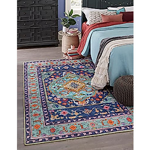 Rugs.com Timeless Collection Rug – 6' x 9' Blue Flatweave Rug Perfect for Bedrooms, Dining Rooms, Living Rooms