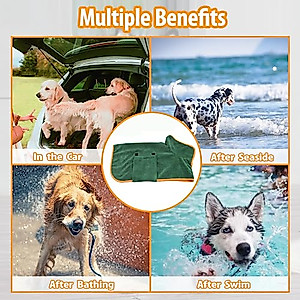 HhiMyOct Dog Drying Coat - Microfiber Dog Towel Robe Super Absorbent Pet Bathrobe Dry Fast Dog Bag, Adjustable Collar & Belly Strap Fast Drying Coat Pet Dog Cat Bath Robe Towel