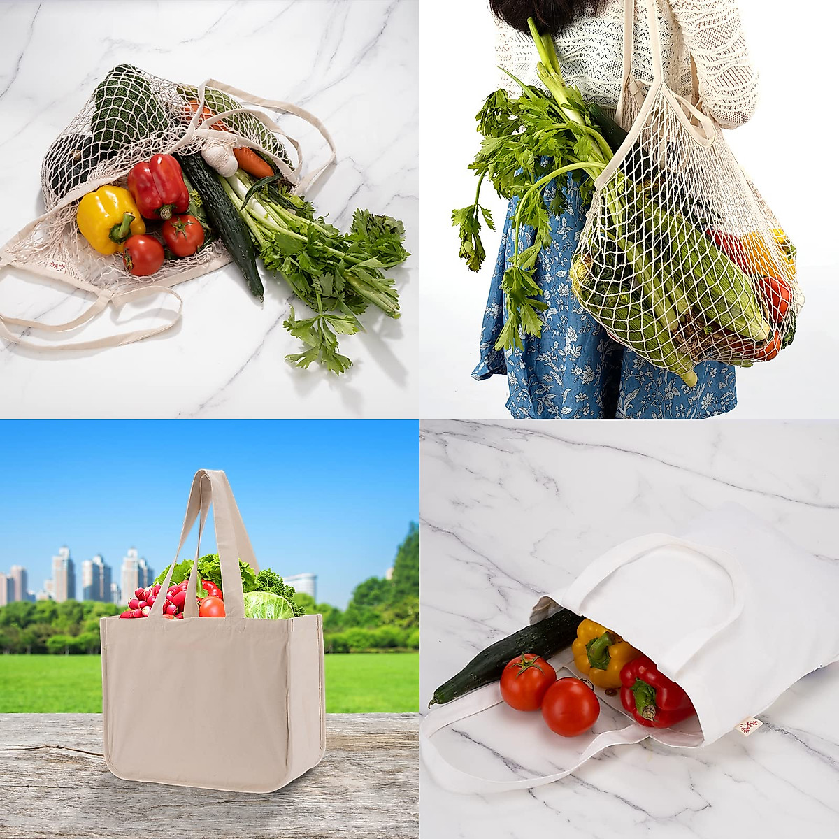 Rae&Kae Canvas Grocery Shopping Bags | Eco-friendly Canvas Grocery Shopping Bags With Handles | Cloth Grocery Tote Bags (1)